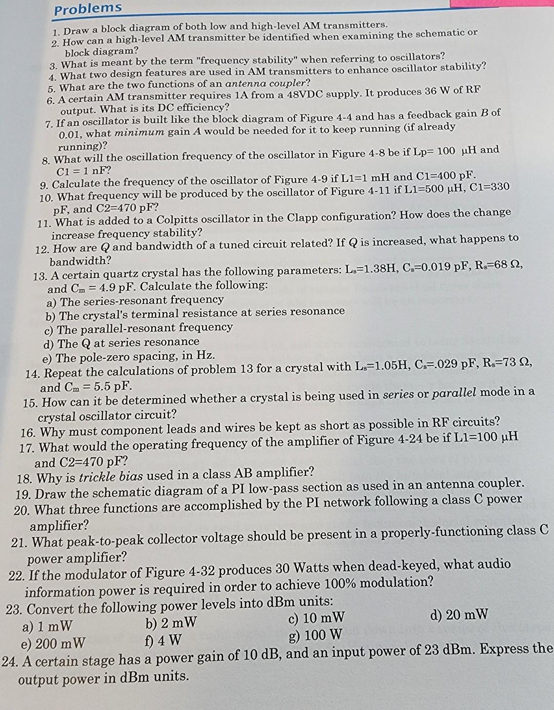 Solved 1. Draw a block diagram of both low and high-level AM | Chegg.com