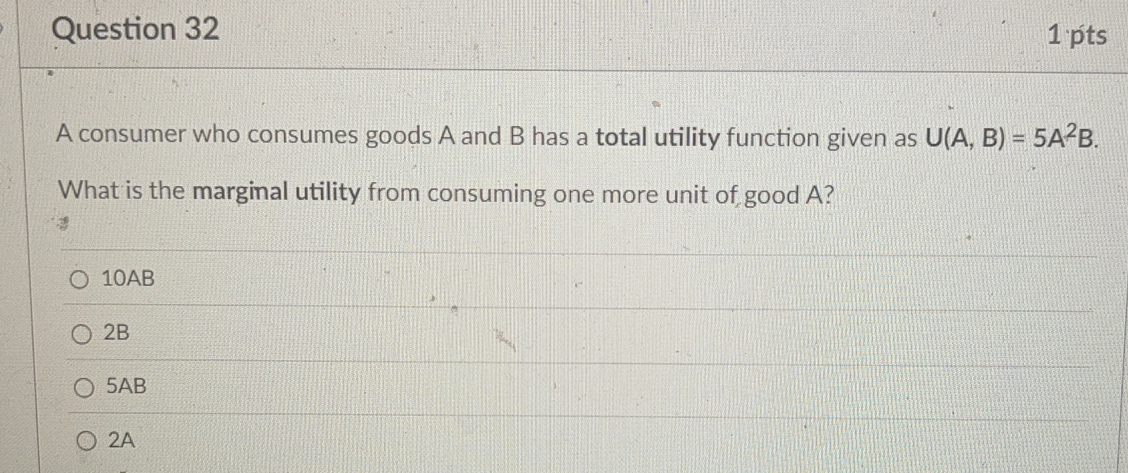 Solved Question 321 ﻿ptsA consumer who consumes goods A and | Chegg.com