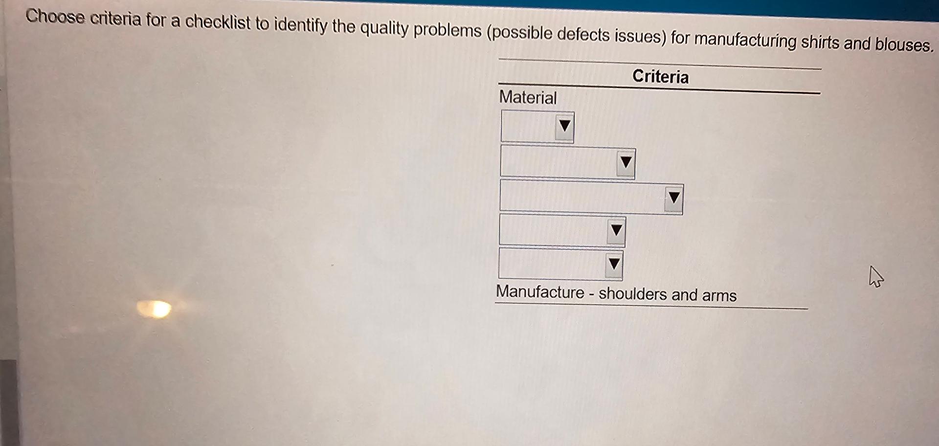 Solved Choose criteria for a checklist to identify the | Chegg.com