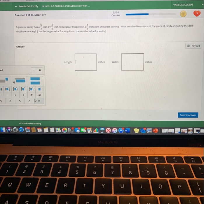 Solved - Save & Exit Certify Lesson: 2.3 Addition and | Chegg.com