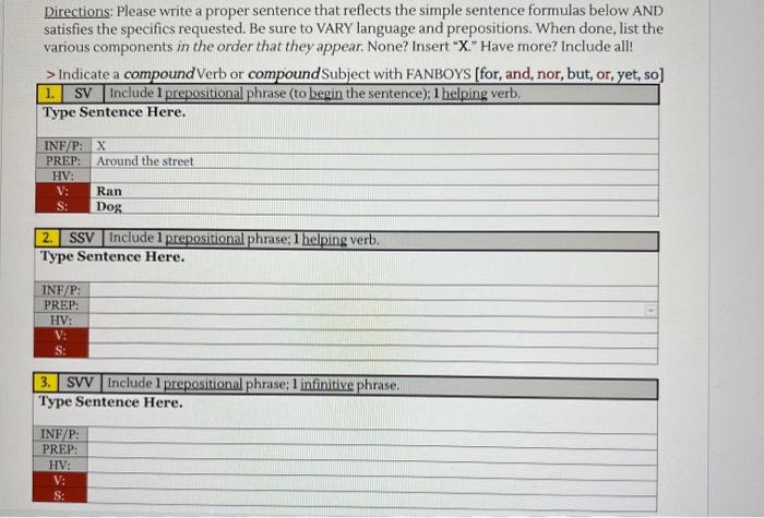 Directions: Please write a proper sentence that | Chegg.com
