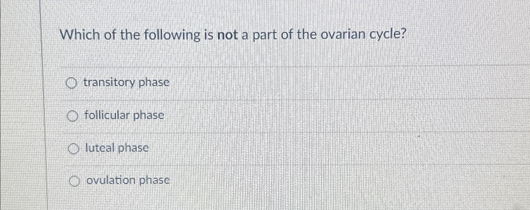 Solved Which of the following is not a part of the ovarian | Chegg.com