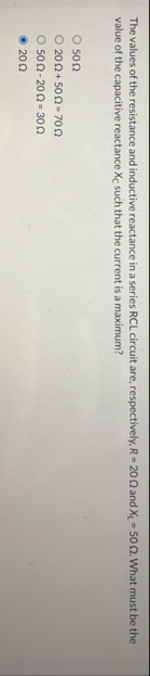 Solved The values of the resistance and inductive reactance | Chegg.com