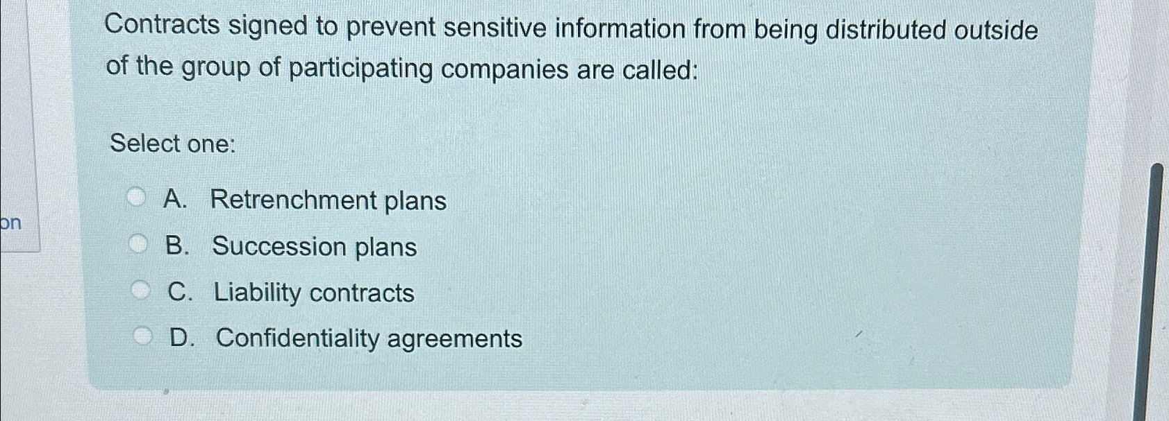 Solved Contracts signed to prevent sensitive information | Chegg.com