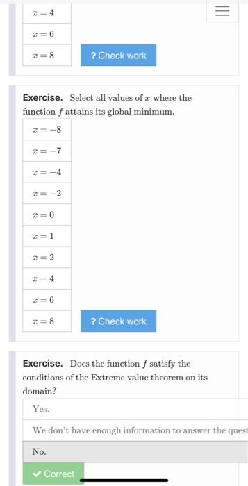 Solved Exercise. Let f be a function defined on (−8,8). The | Chegg.com