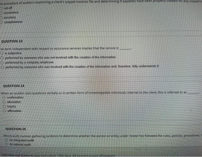 Solved cut-off occurrence accuracy completeness QUESTION 23 | Chegg.com