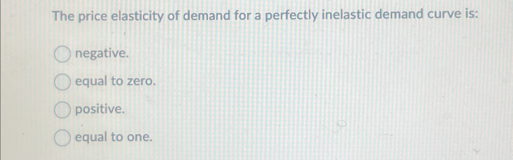 Solved The price elasticity of demand for a perfectly | Chegg.com