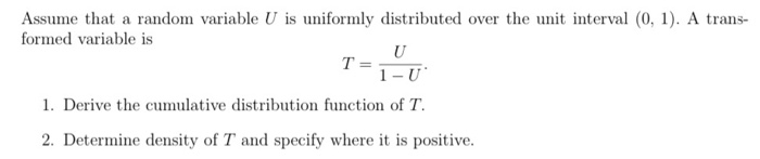Solved Assume that a random variable U is uniformly | Chegg.com