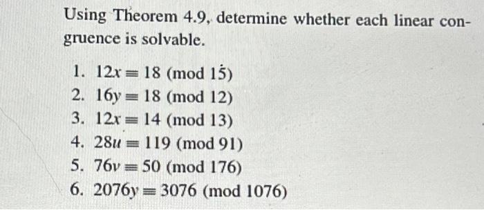 Solved Using Theorem 4.9, determine whether each linear | Chegg.com