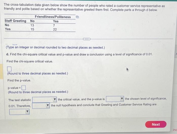 Solved The cross-tabulation data given below show the number | Chegg.com