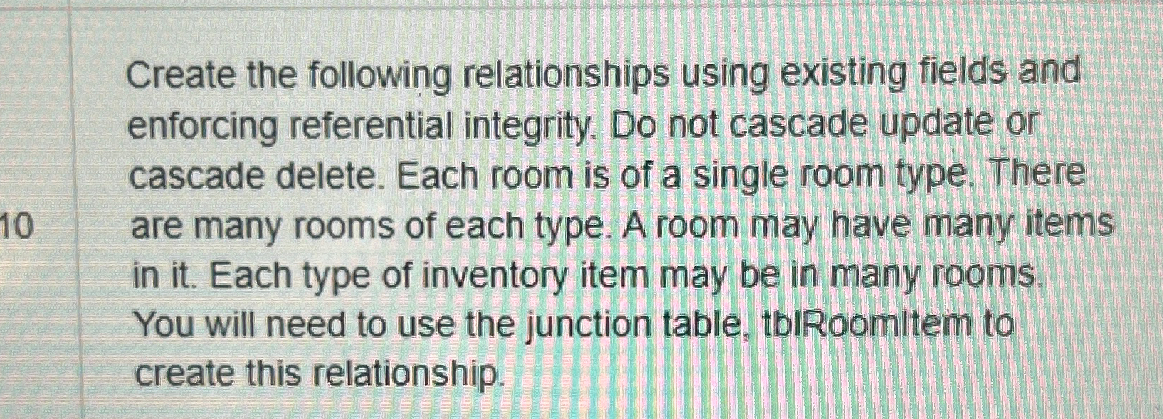 Solved Create the following relationships using existing | Chegg.com