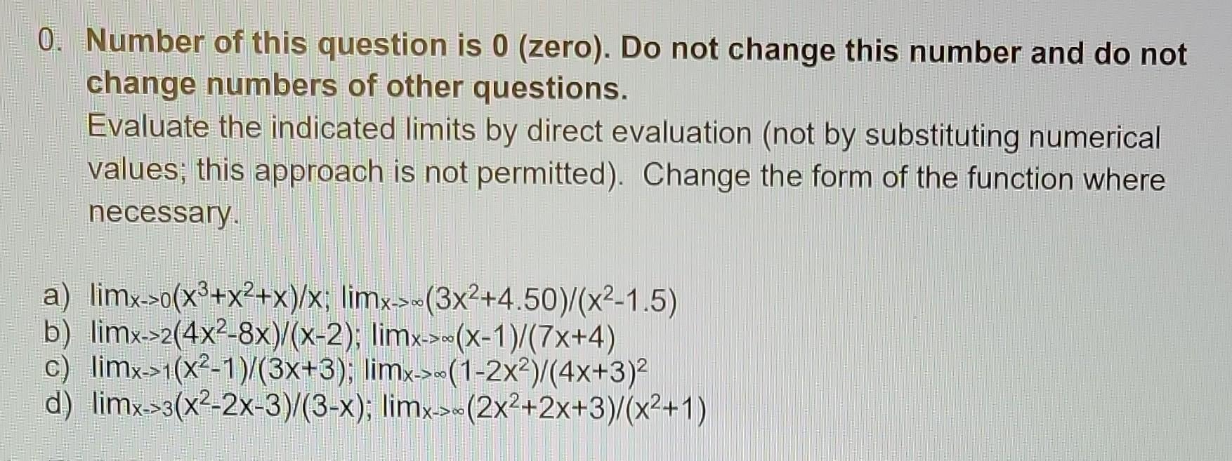 Solved 0. Number of this question is 0 (zero). Do not change | Chegg.com