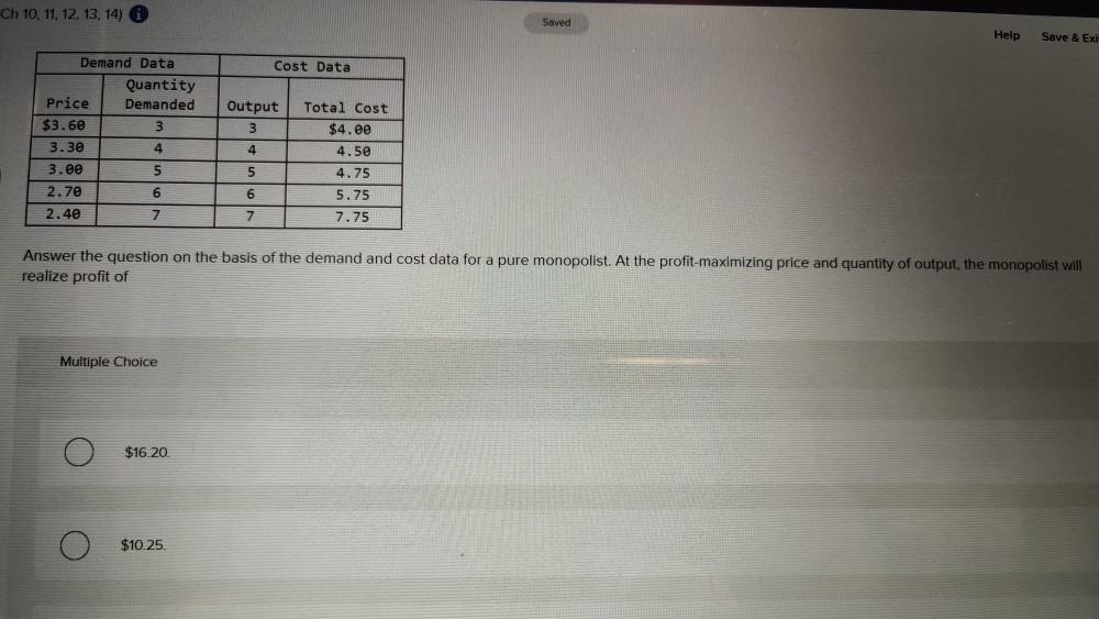 Solved Ch 10, 11, 12, 13, 14) 6 Saved Help Save & Exi Cost | Chegg.com Solved Ch 10, 11, 12, 13, 14) 6 Saved Help Save & Exi Cost | Chegg.com