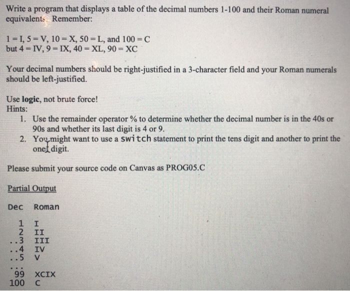 Solved Write a program that displays a table of the decimal | Chegg.com
