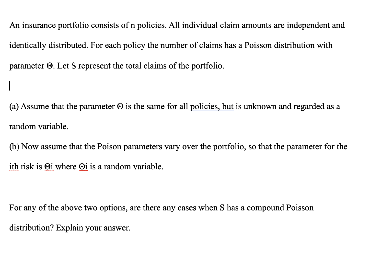 Solved An insurance portfolio consists of n ﻿policies. All | Chegg.com