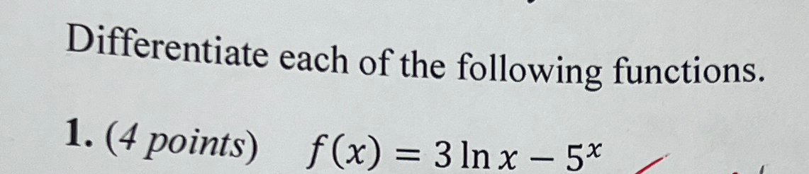 Solved Differentiate each of the following functions.(4 | Chegg.com