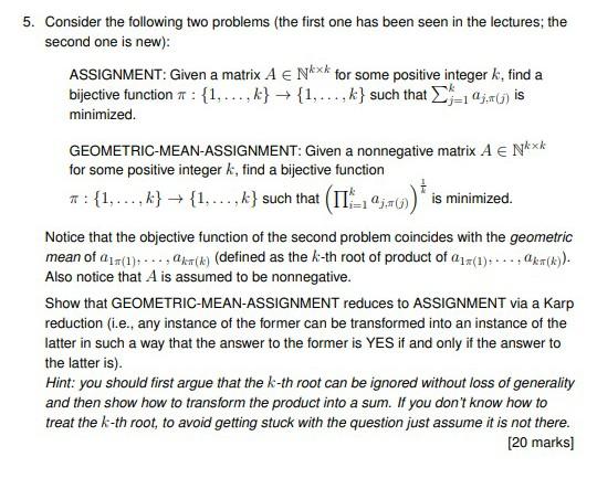 Solved 5. Consider the following two problems (the first one | Chegg.com