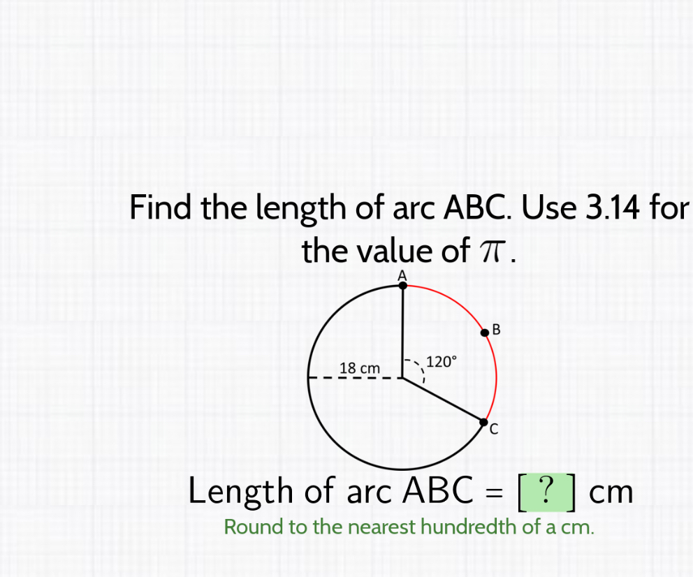 Solved Find the length of arc ABC. Use 3.14 ﻿for the value | Chegg.com