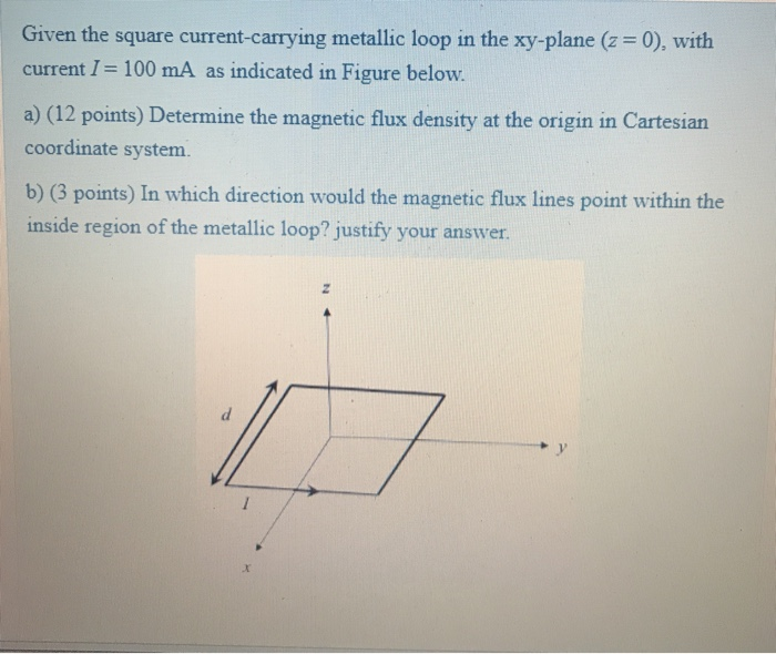 Solved Given the square current-carrying metallic loop in | Chegg.com