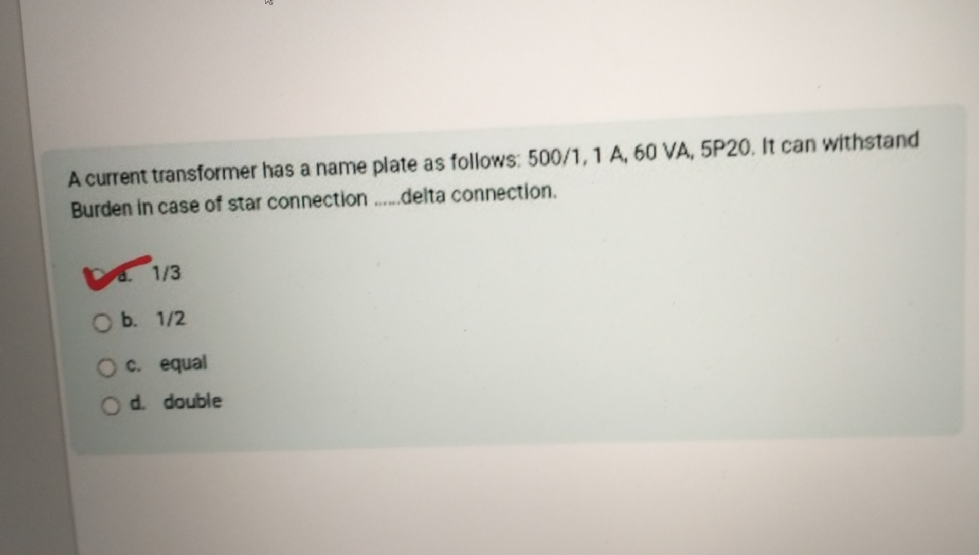 Solved A current transformer has a name plate as follows: | Chegg.com