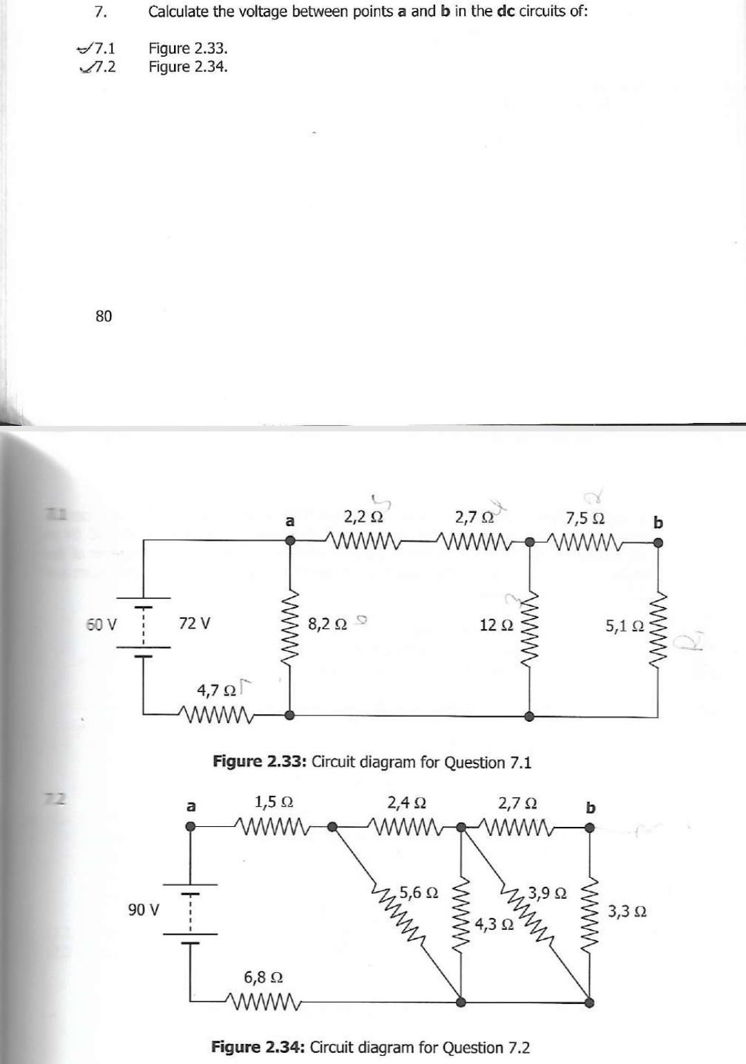 7. Calculate the voltage between points a and b in | Chegg.com