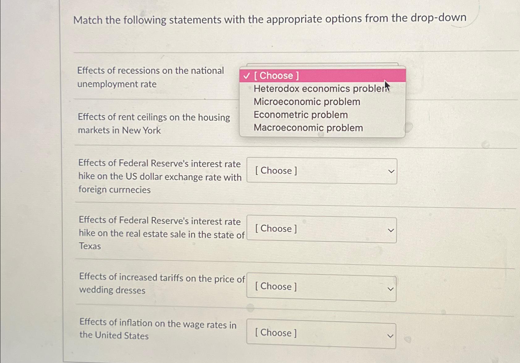 Solved Match the following statements with the appropriate | Chegg.com