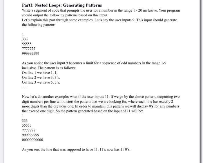 Solved Partl Nested Loops Generating Patterns Write A 1848