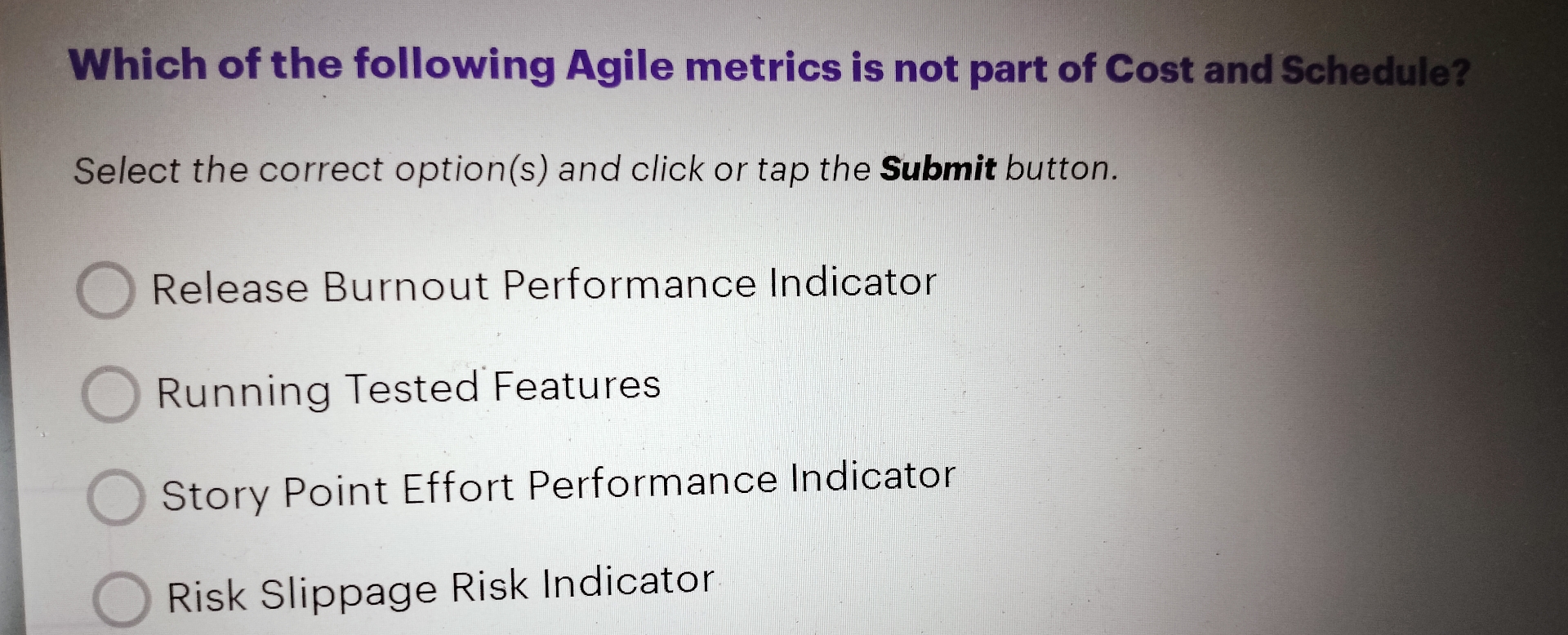 Solved Which of the following Agile metrics is not part of | Chegg.com