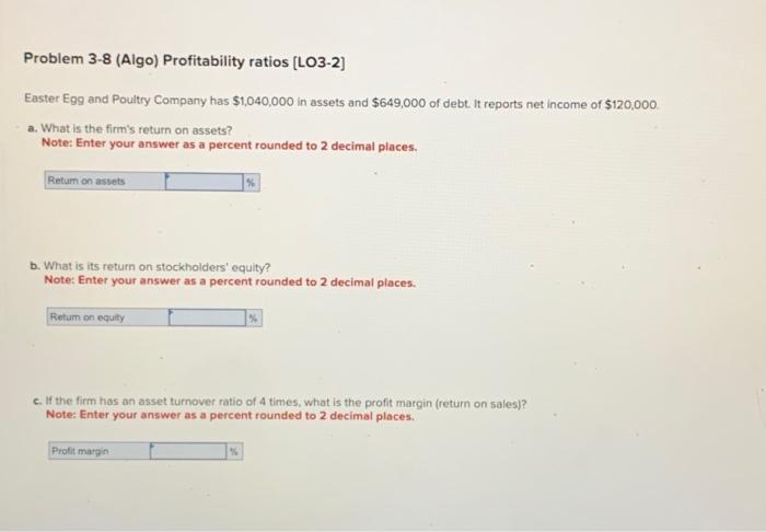 Solved Problem 3-8 (Algo) Profitability ratios [LO3-2] | Chegg.com