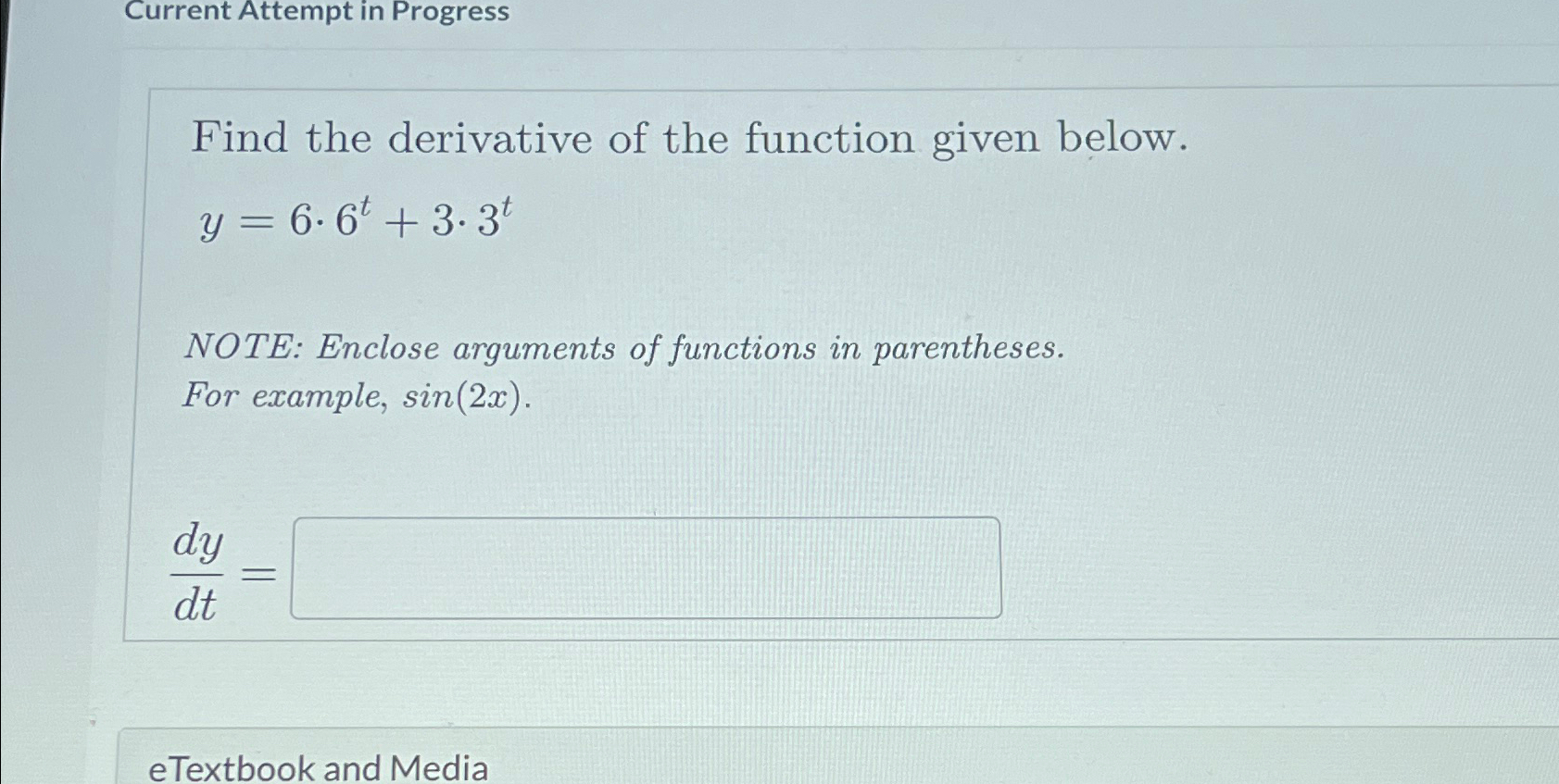 Solved Current Attempt in ProgressFind the derivative of the | Chegg.com