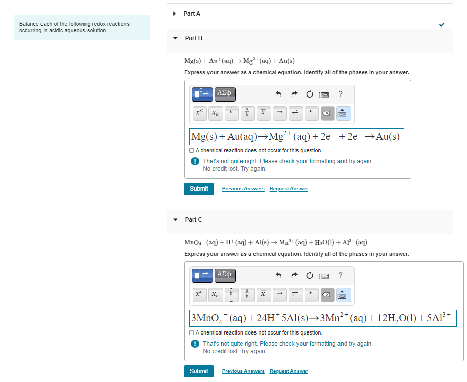 Solved Balance each of the following redox | Chegg.com