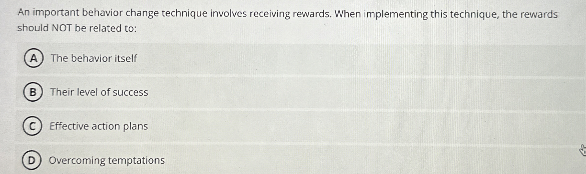 Solved An important behavior change technique involves | Chegg.com