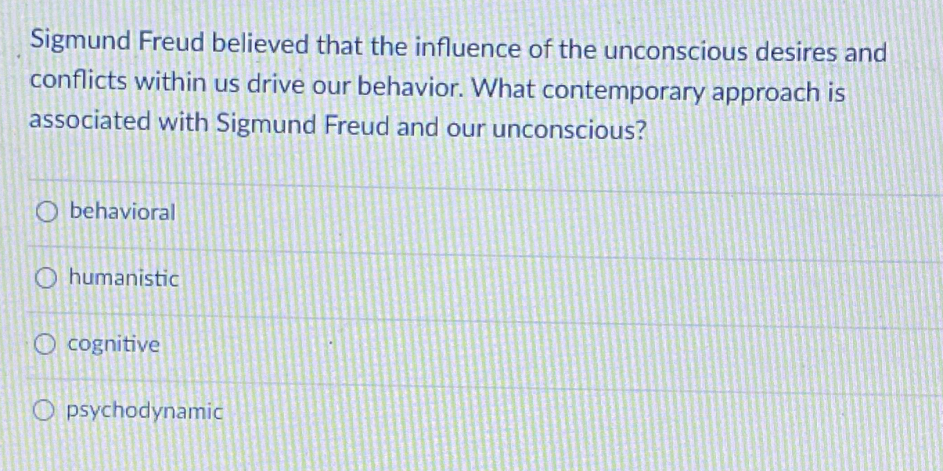 Solved Sigmund Freud believed that the influence of the | Chegg.com