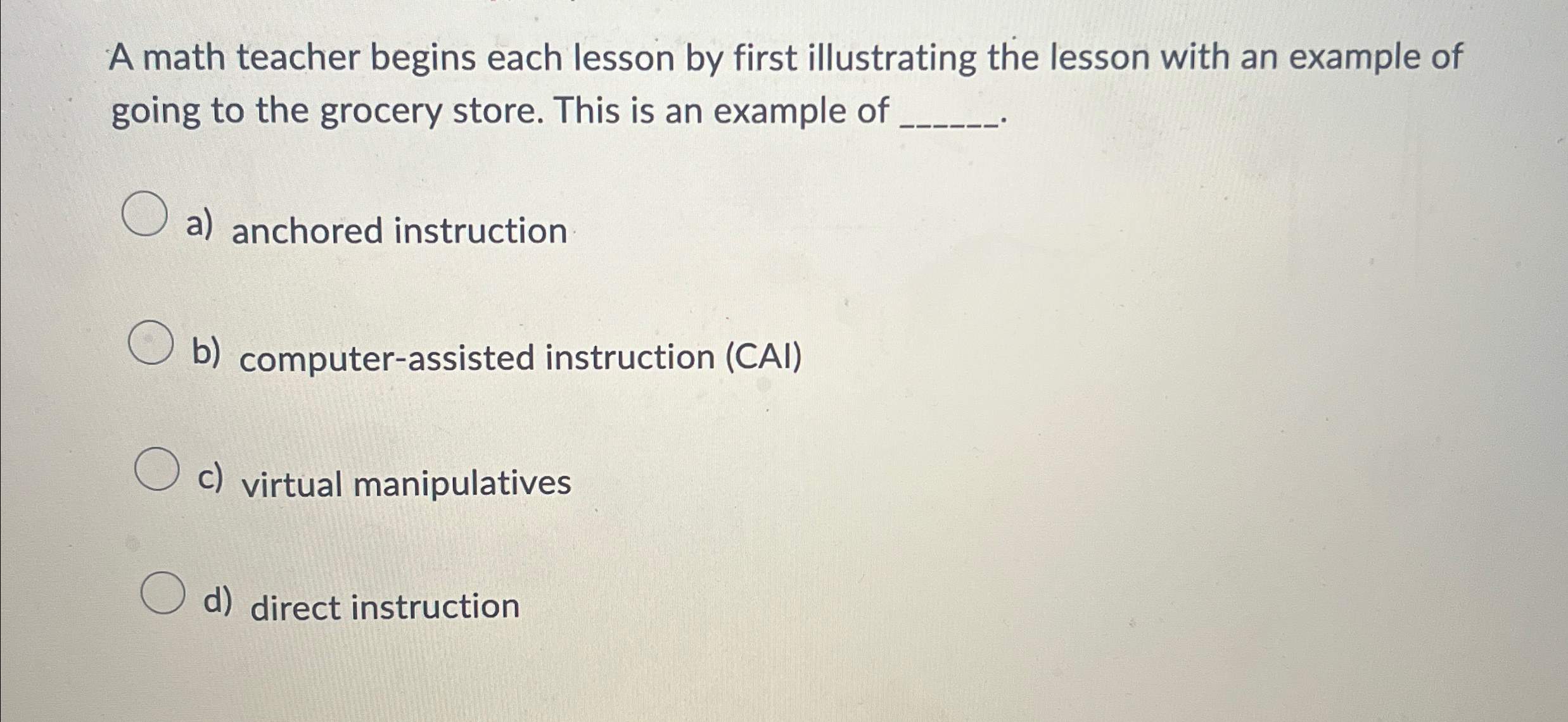 Solved A math teacher begins each lesson by first | Chegg.com