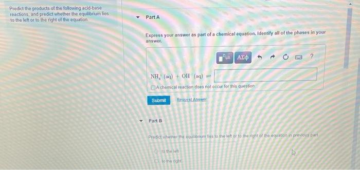 Solved Predict the products of the following acid-base | Chegg.com