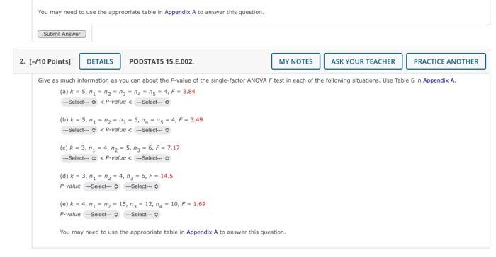 You may need to use the appropriate table in Appendix | Chegg.com