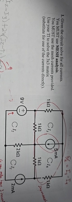 Solved Given the circuit solve for all currents. You MUST | Chegg.com