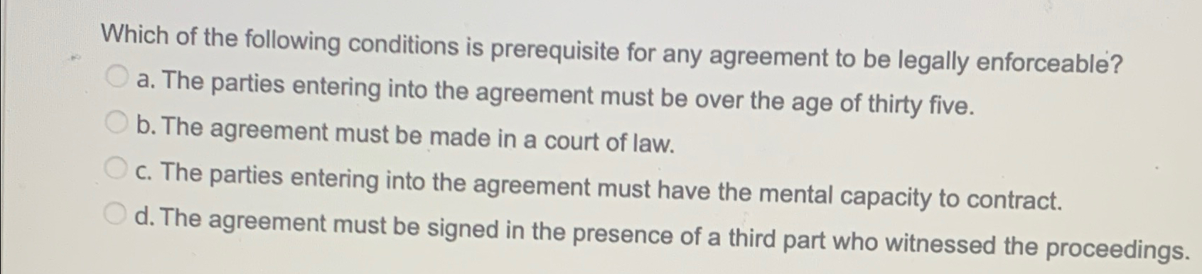 Solved Which of the following conditions is prerequisite for | Chegg.com