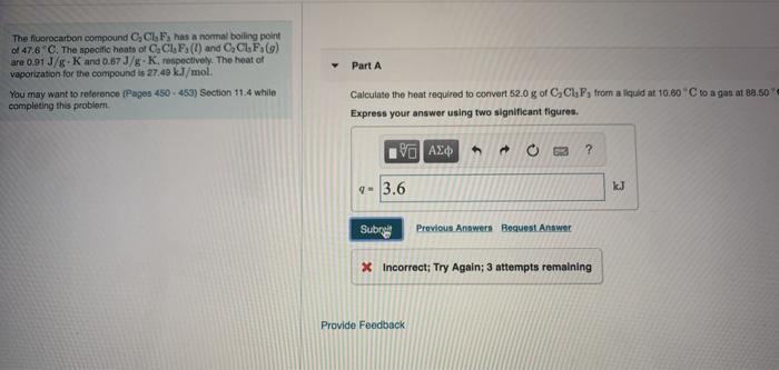 Solved Part A The fluorocarbon compound C,CIFy has a normal | Chegg.com