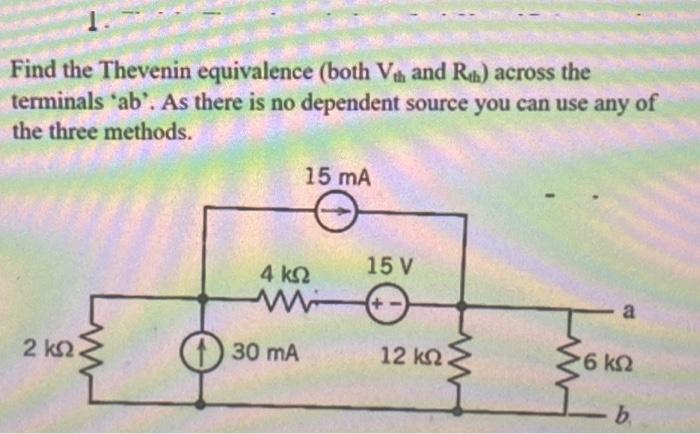 Solved Find the Thevenin equivalence (both Vth and Rth ) | Chegg.com