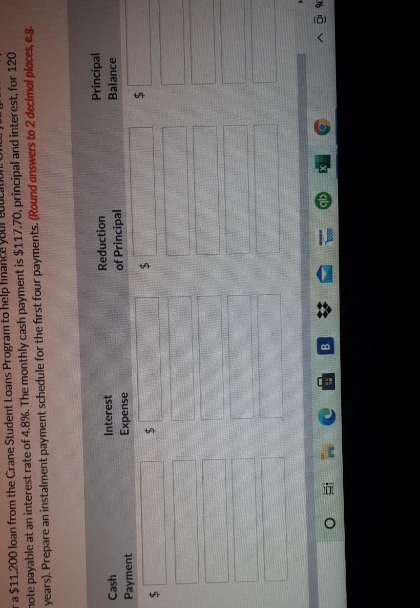 Solved ra $11,200 loan from the Crane Student Loans Program | Chegg.com