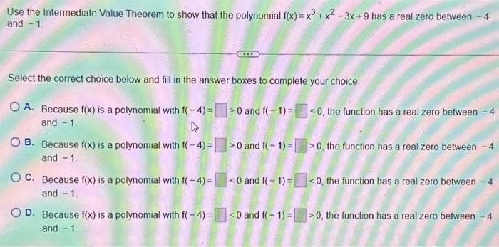 Solved Use the Intermediate Value Theorem to show that the | Chegg.com