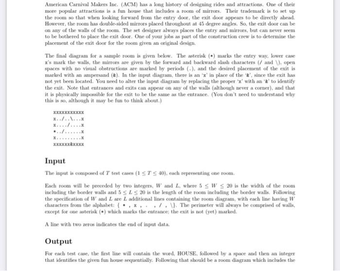 Solved American Carnival Makers Inc. (ACM) has a long | Chegg.com