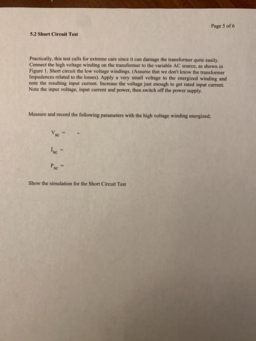Solved SIMULATION PROJECT: TRANSFORMER EQUIVALENT CIRCUIT 1. | Chegg.com