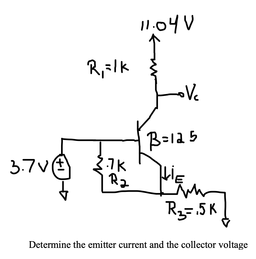 Solved Determine the emitter current and the collector | Chegg.com