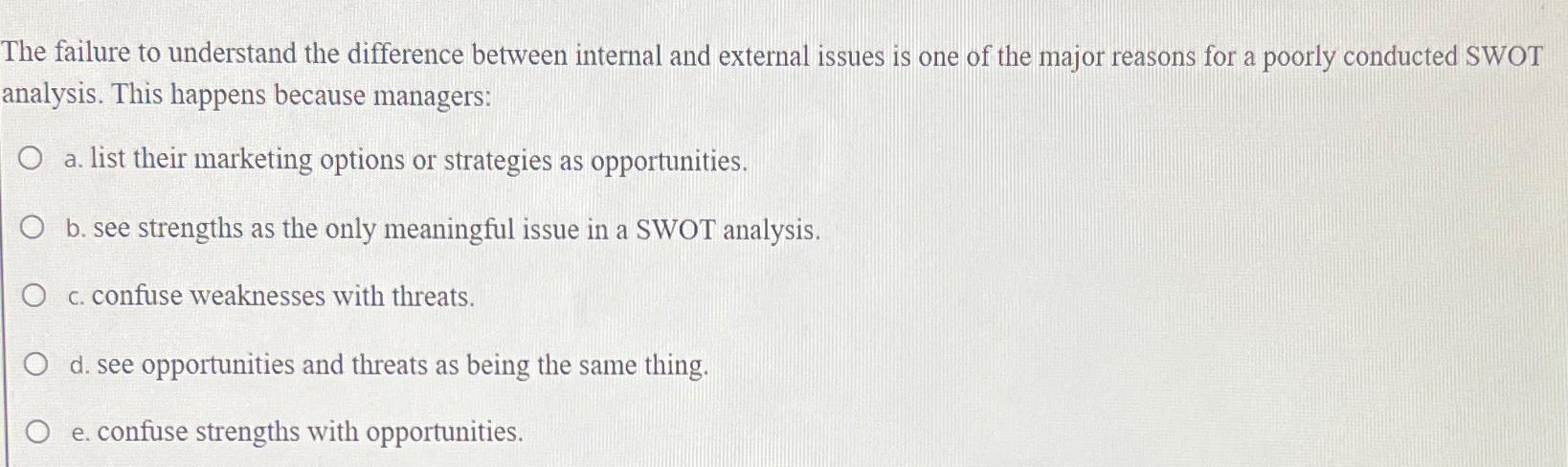 Solved The failure to understand the difference between | Chegg.com