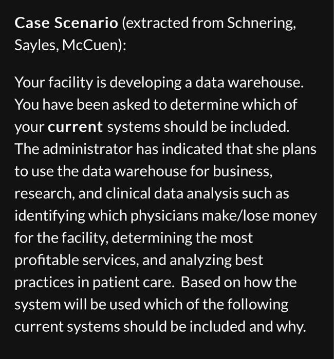 Solved Case Scenario (extracted from Schnering, Sayles, | Chegg.com