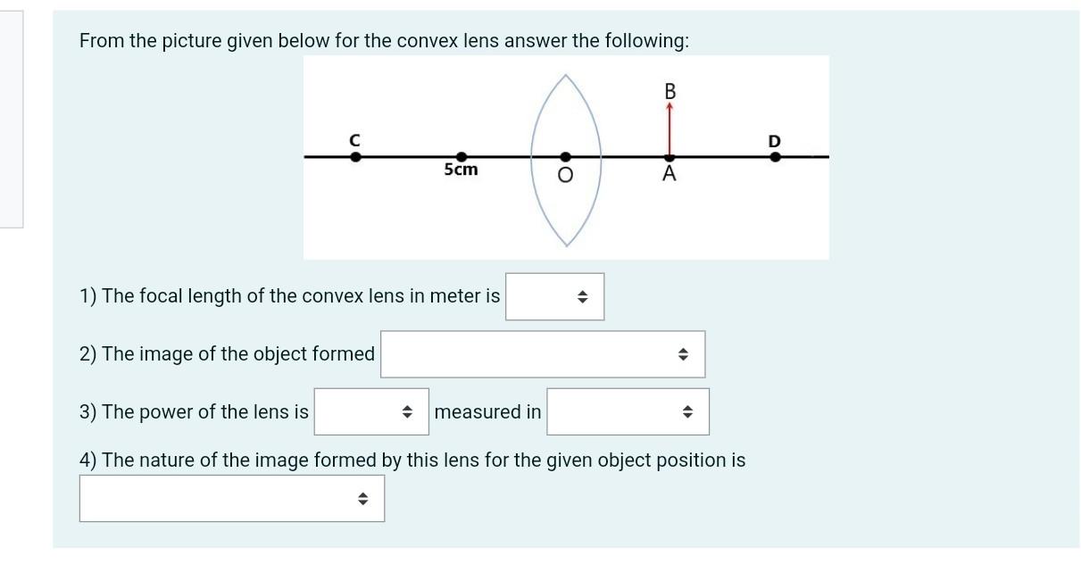 Solved From the picture given below for the convex lens | Chegg.com