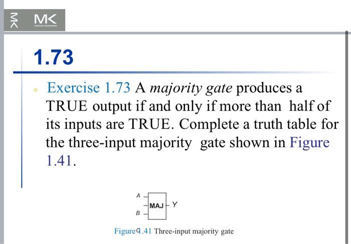 Solved Exercise 173 A Majority Gate Produces A True Output 