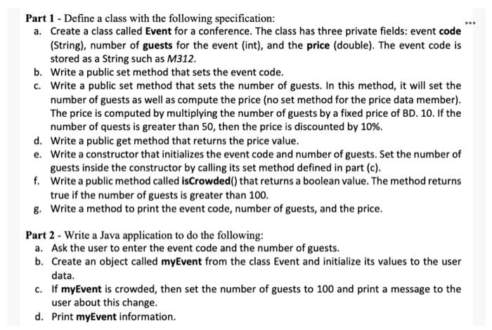 Solved Part 1 Define A Class With The Following 